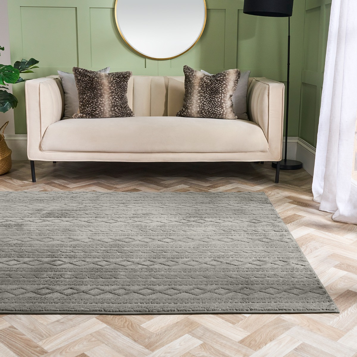 OHS Jacquard Cable Knit Rug - Grey