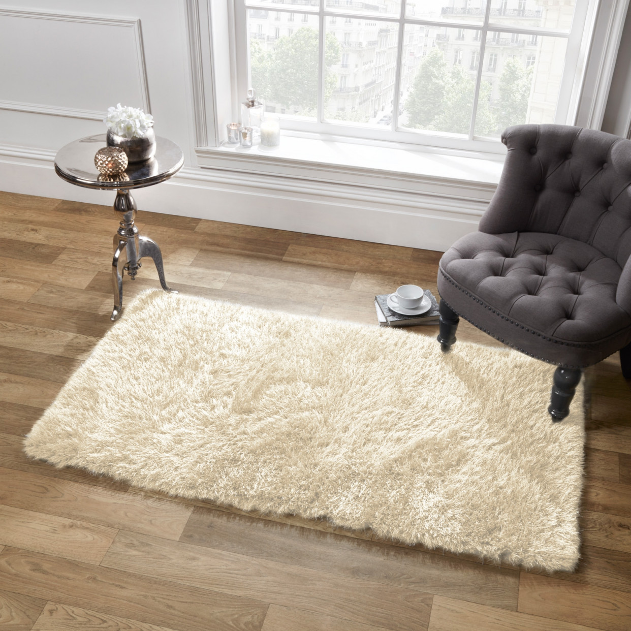OHS Shaggy Rug 5cm Pile - Cream
