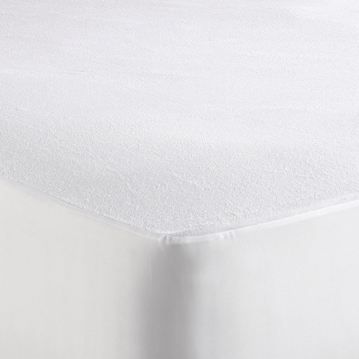 Terry Waterproof Mattress Protector, White - Double