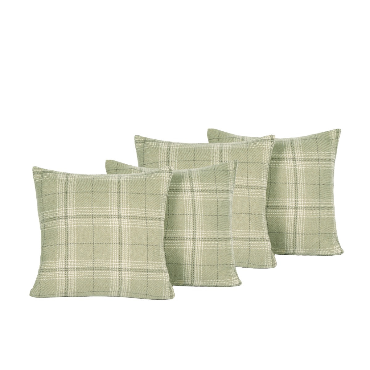 OHS 4 Pack Woven Check Cushion Covers - Sage