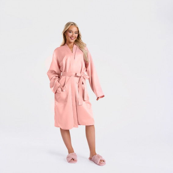 OHS Satin Dressing Gown Robe - Blush Pink