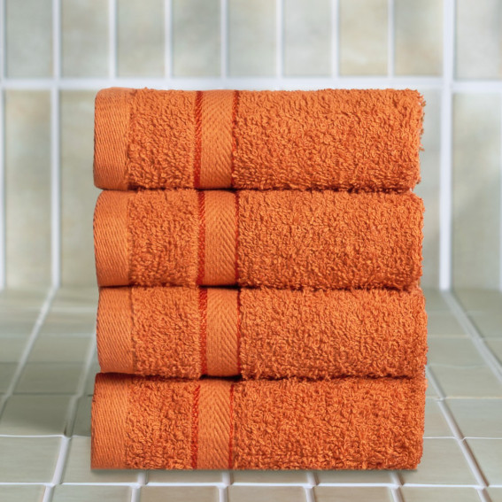 OHS 100% Cotton 4 Pack Face Cloths - Burnt Orange