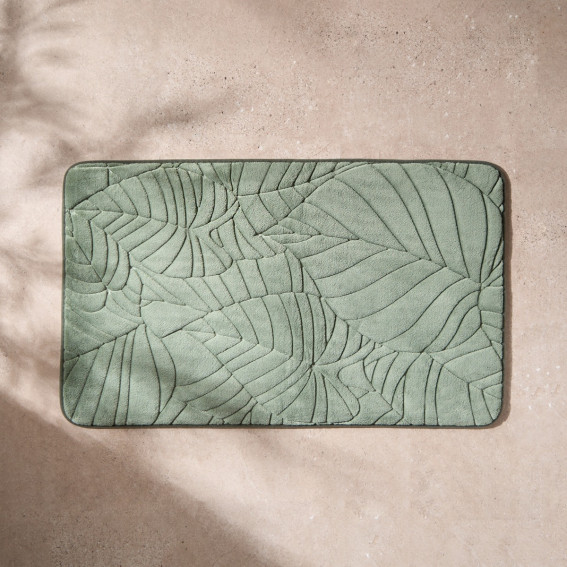 OHS Leaf Embossed Plush Foam Bath Mat - Green