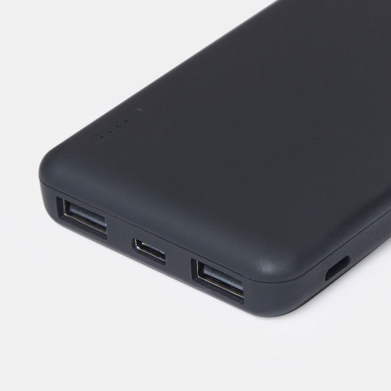 Flat Light Up Power Bank, 8000 mAH - Black