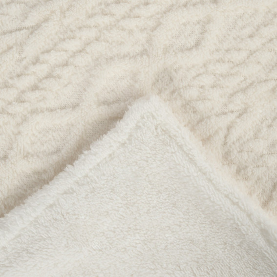 OHS Cable Knit Sherpa Throw, 130 X 160cm - Cream