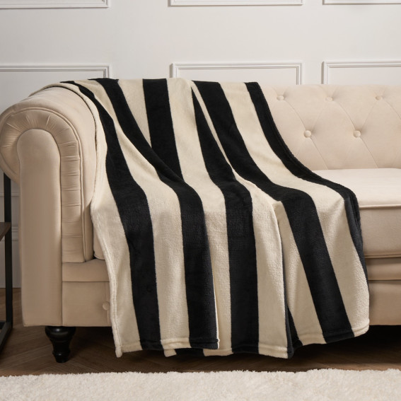 OHS Stripe Print Ultra Soft Throw - Monochrome