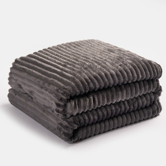 OHS Ribbed Fleece Throw - Charcoal