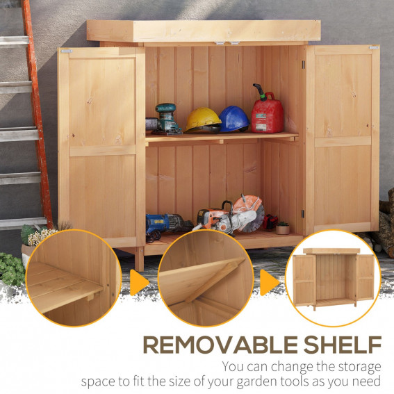 Outsunny Wooden Garden Storage Shed Cabinet - Natural Wood