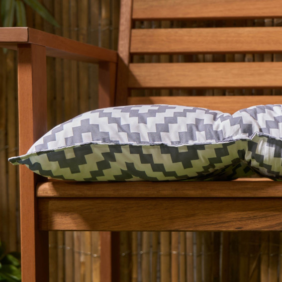 OHS 2-Seater Indoor/Outdoor Geometric Print Foam Bench Pad - Grey/White