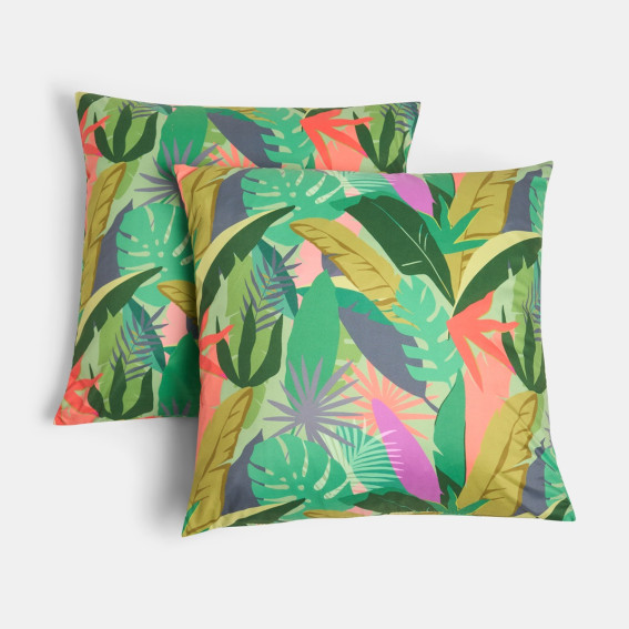 OHS Indoor/Outdoor Palm Print Cushion Covers - Green