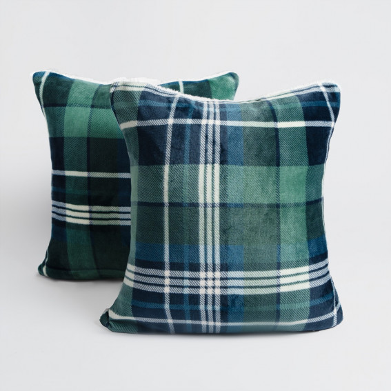 OHS Hudson Flannel Check Cushion Covers - Green