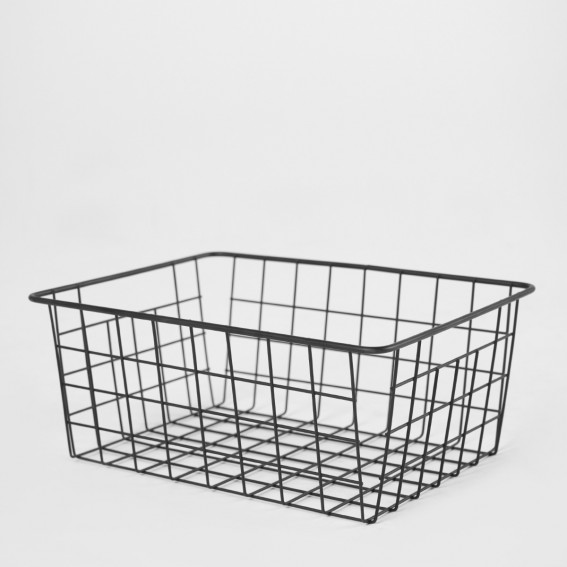 OHS Multipurpose Metal Wire Storage Basket - Black