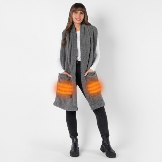 OHS Heated Teddy Pocket Scarf - Charcoal