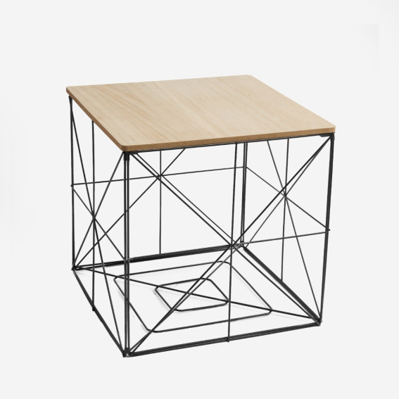 OHS Manhattan Large Storage Basket Side Table - Natural Wood