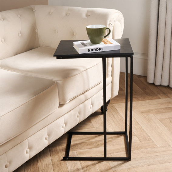 OHS C Shape Side Table - Black Wood