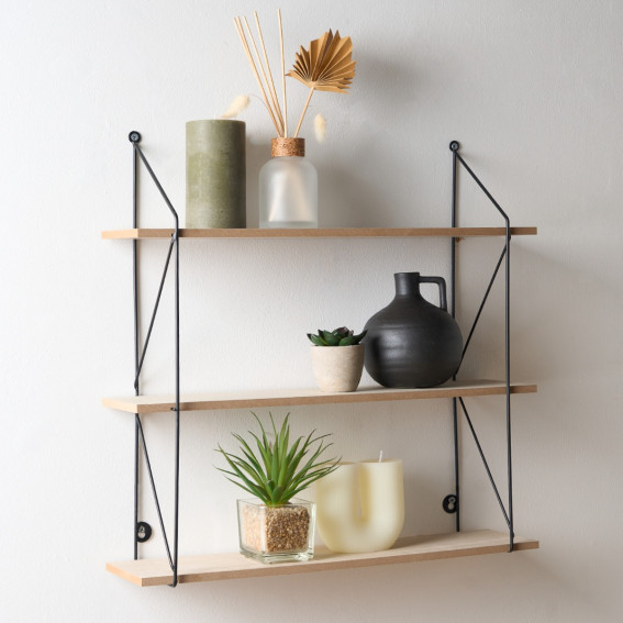 OHS 3 Tier Floating Wooden Shelves Set - Natural