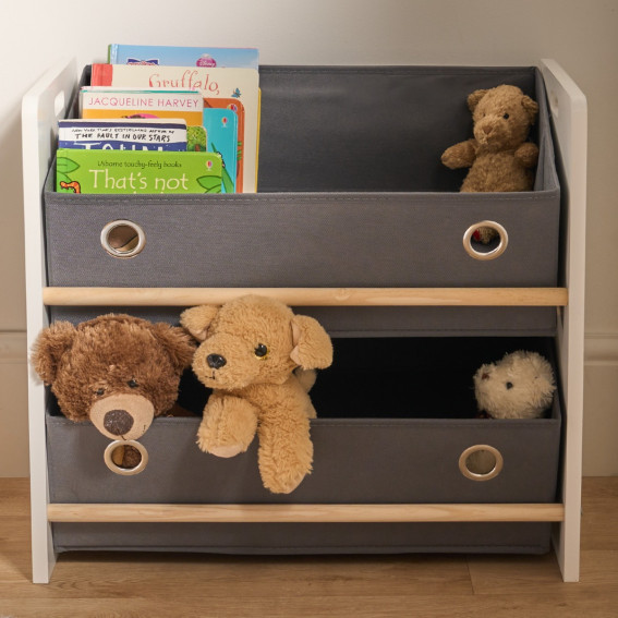 OHS Kids 2 Tier Storage Unit & Organiser - White/Grey