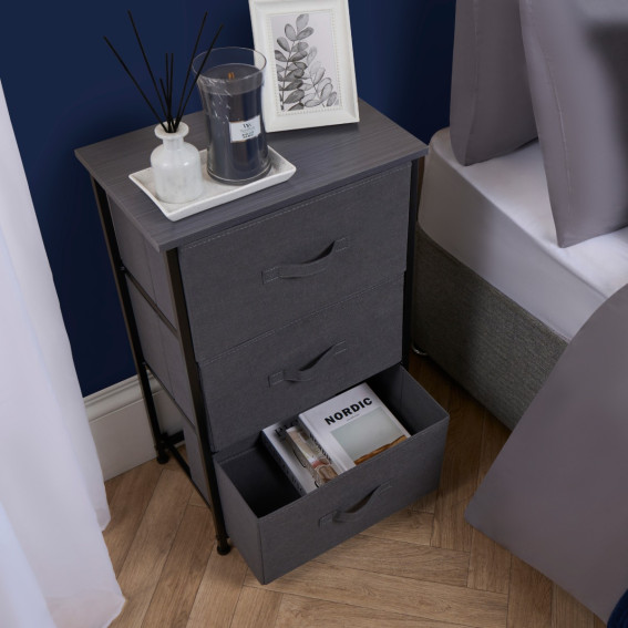 OHS Brooklyn 3 Drawer Fabric Cabinet - Grey