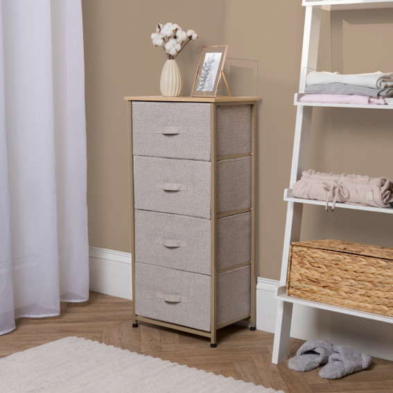 OHS Brooklyn 4 Drawer Fabric Cabinet - Beige