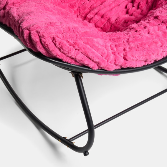 OHS Ribbed Faux Fur Rocking Chair - Hot Pink