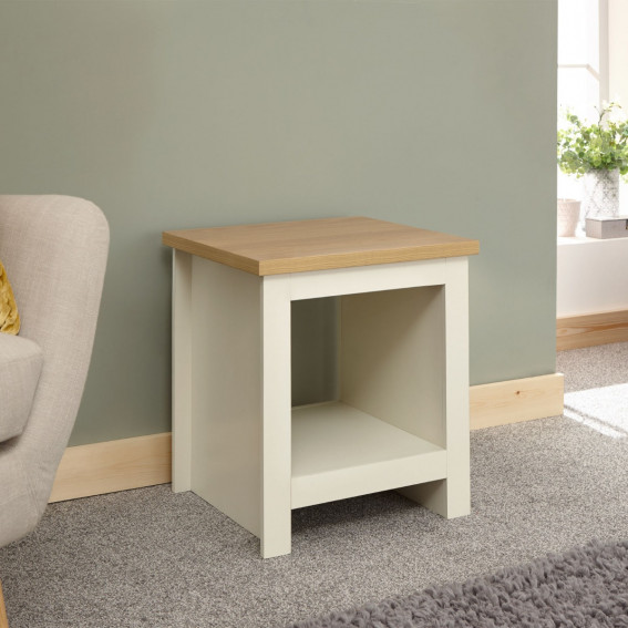 Lancaster Side Table With Shelf - Cream