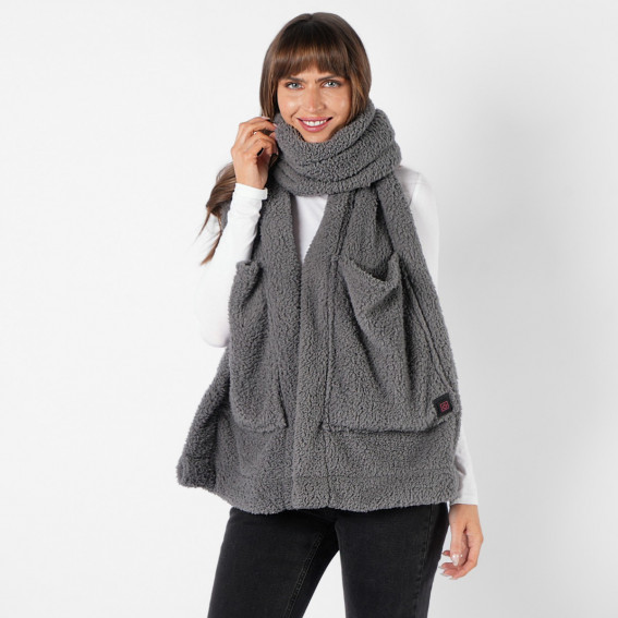 OHS Heated Teddy Pocket Scarf - Charcoal