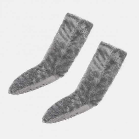 OHS Teddy Sherpa Reverse Slipper Socks - Charcoal