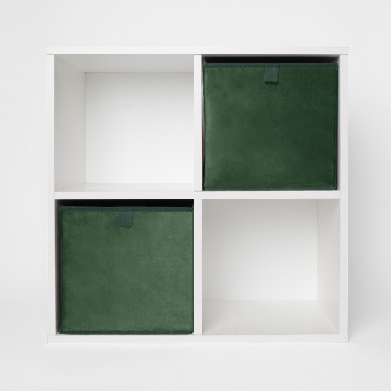 OHS Matte Velvet Cube Storage Boxes, Forest Green - 2 Pack