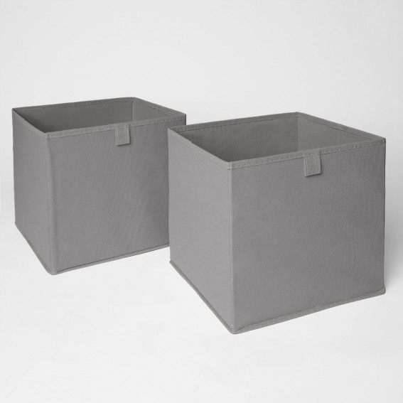 OHS Plain Cube Storage Boxes, Charcoal - 2 Pack