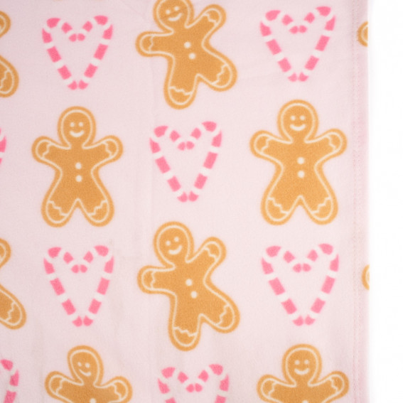 OHS Gingerbread Candy Cane Fleece Throw - Blush Pink