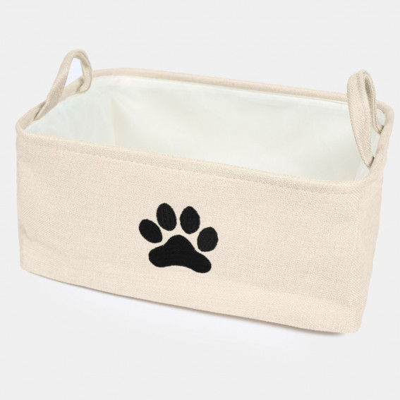 OHS Pet Paw Embroidered Storage Basket - Beige