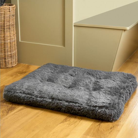 OHS Rectangular Fluffy Mat Pet Bed - Charcoal