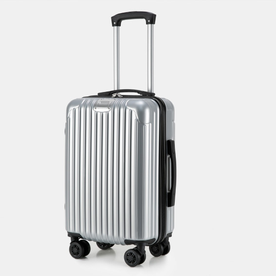 OHS 4 Wheel Hard Shell Metallic Suitcase, Silver - 3 Pack