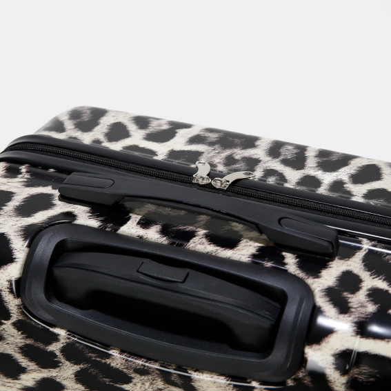 OHS 4 Wheel Leopard Print Hard Shell Suitcase, Natural - 3 Pack