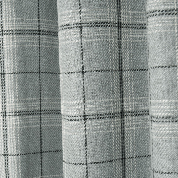OHS Woven Check Eyelet Curtains - Grey