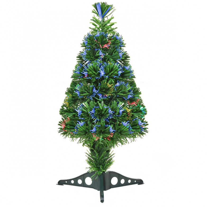 OHS Pre-Lit-Fibre Optic Christmas Tree, Green - 2ft