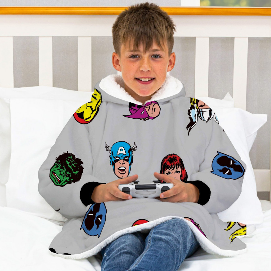 Marvel Comics Hoodie Blanket, Kids - Grey