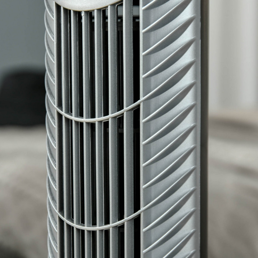 Homcom 36" Oscillating LED Tower Fan - Silver