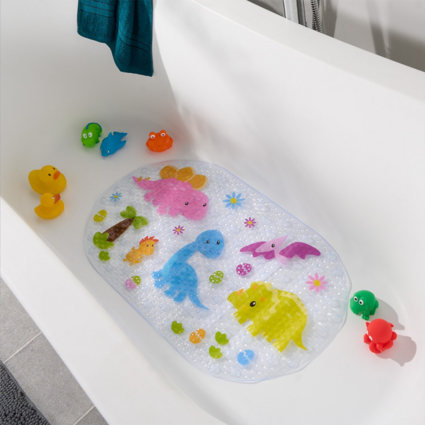 OHS Kids Dino Print PVC Bath Mat - Clear