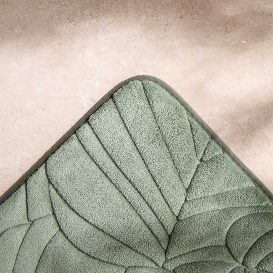 OHS Leaf Embossed Plush Foam Bath Mat - Green