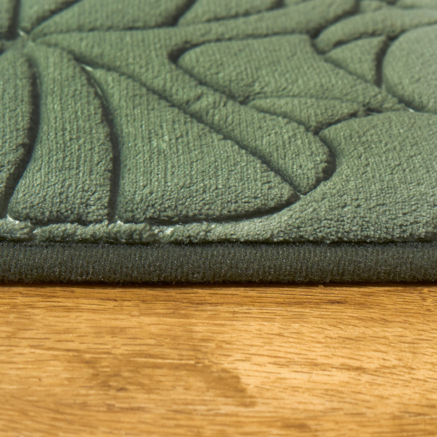OHS Leaf Embossed Plush Foam Bath Mat - Green