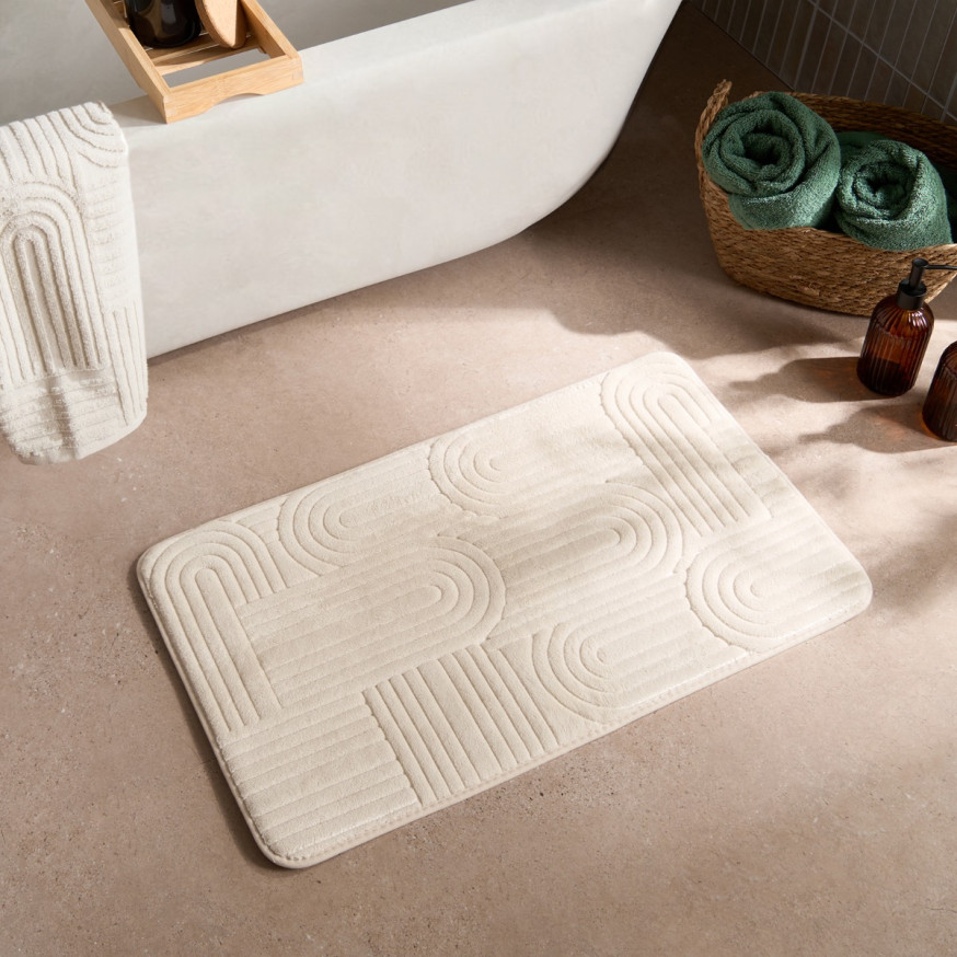 OHS Arch Embossed Plush Foam Bath Mat - Cream