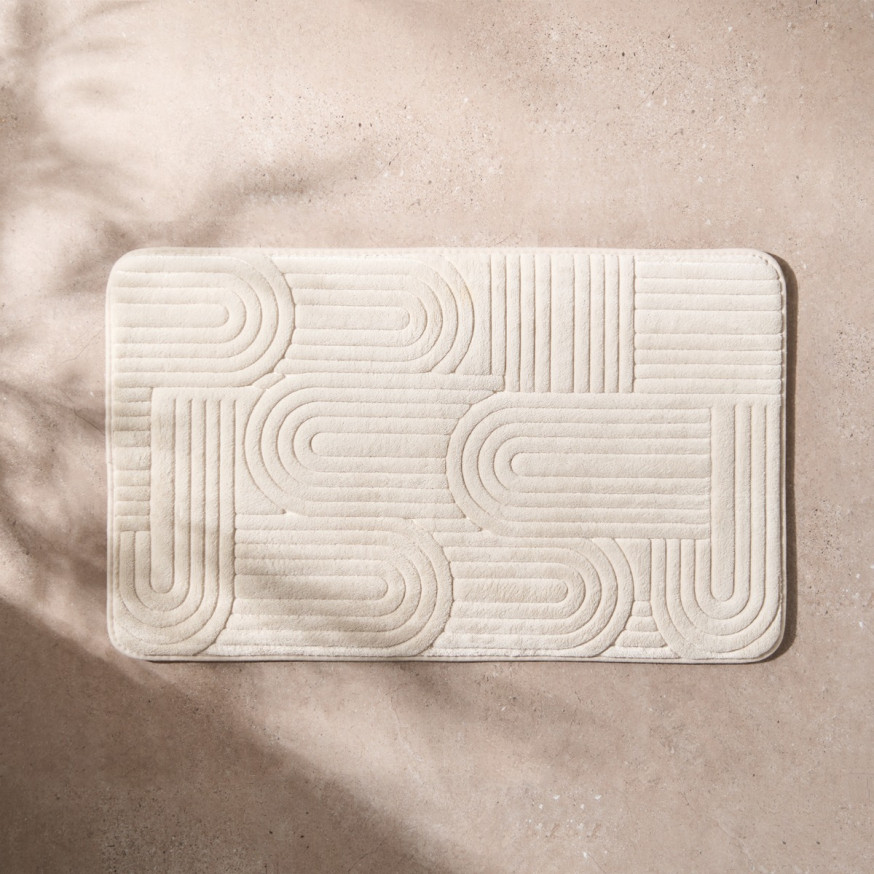 OHS Arch Embossed Plush Foam Bath Mat - Cream