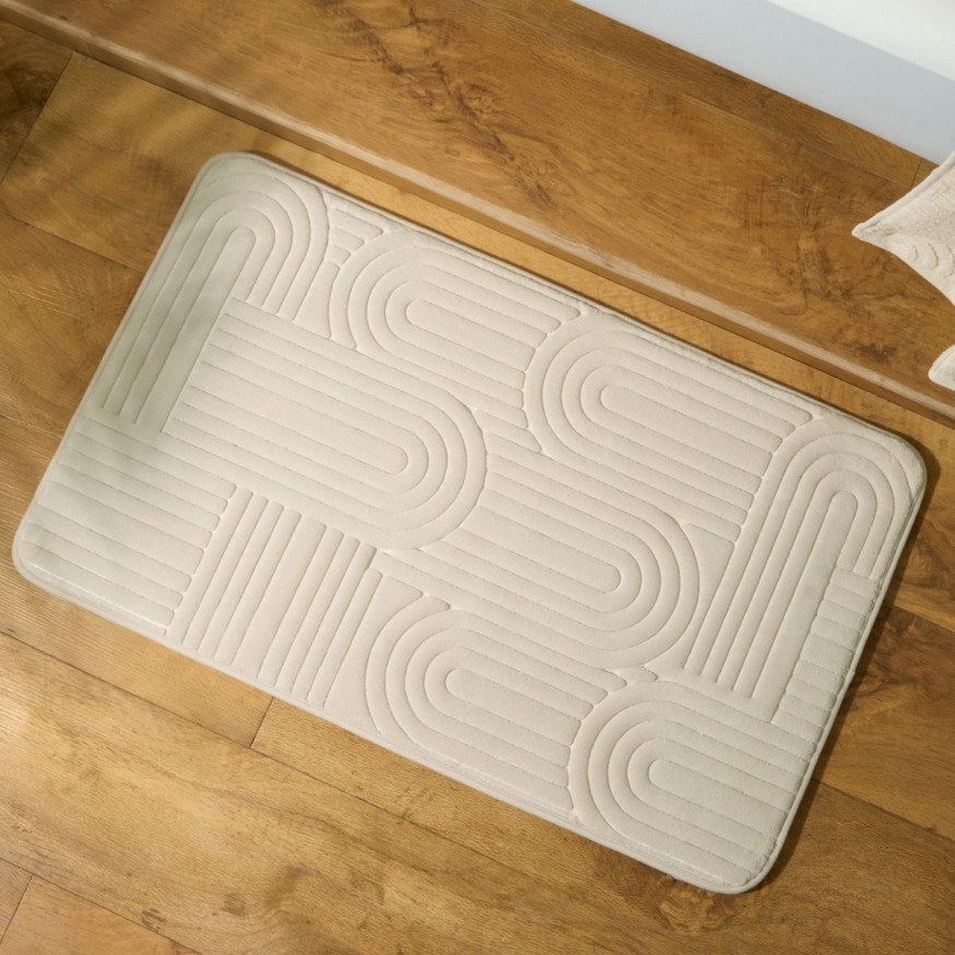 OHS Arch Embossed Memory Foam Bath Mat - Cream
