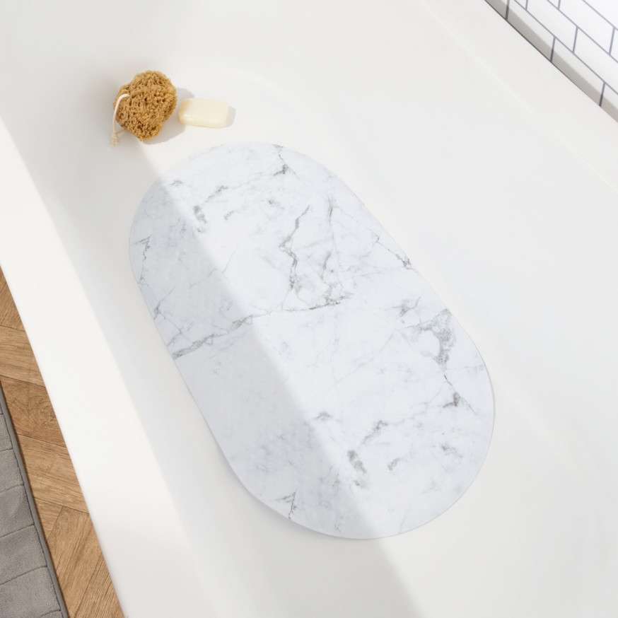 OHS Non-Slip Bath Mat - Grey Marble