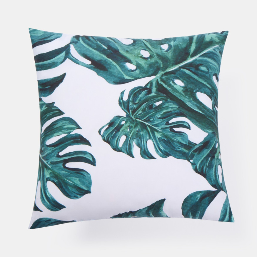 OHS Indoor/Outdoor Tropical Print Cushion Covers - Green/White