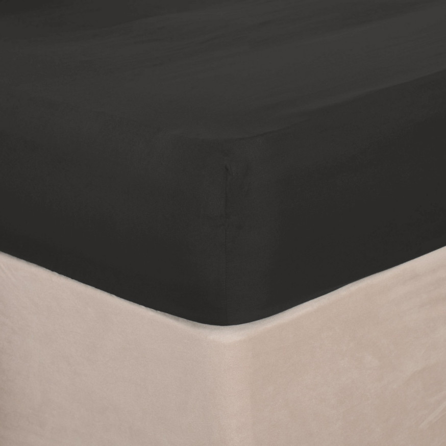 OHS Plain Dyed Fitted Sheet, Double - Charcoal