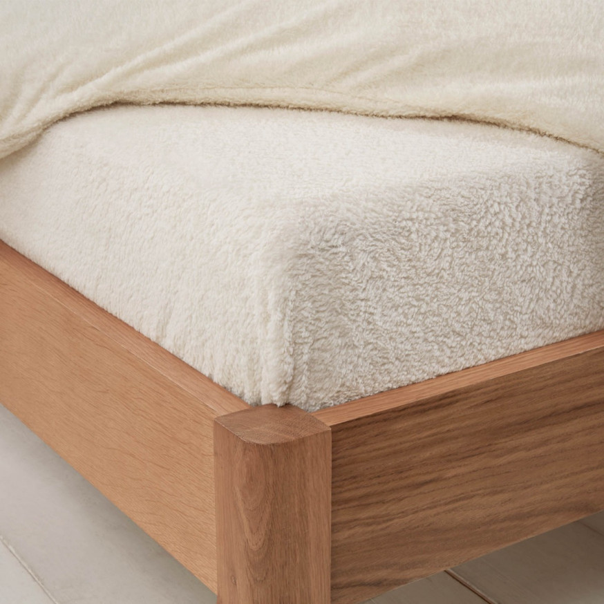 Brentfords Teddy Fleece Fitted Sheet, Cream - Super King