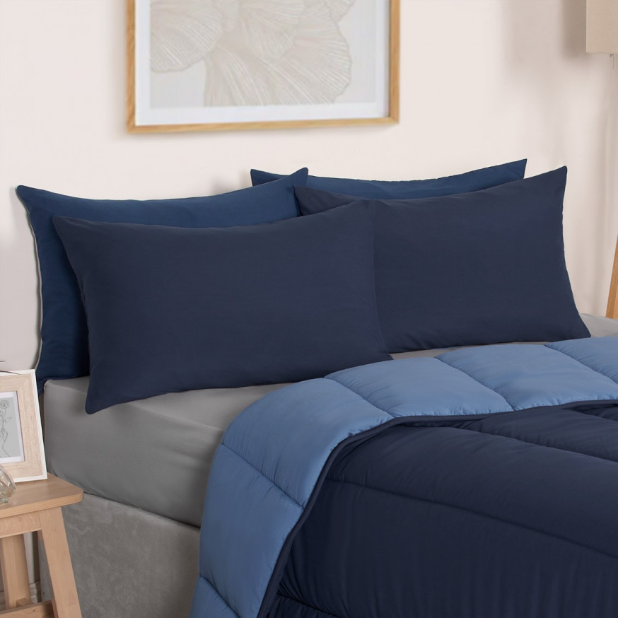OHS Coverless 10.5 Tog Reversible Duvet & Pillowcase - Navy/Blue
