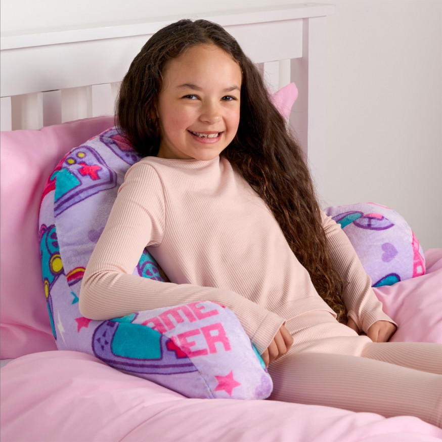 OHS Kids Gaming Fleece Cuddle Cushion - Lilac